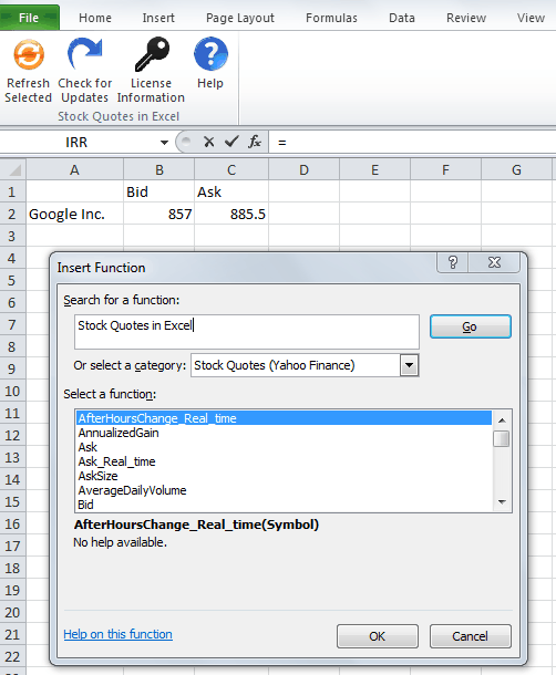 Get Stock Quotes In Excel New Excel Add in Finance Train